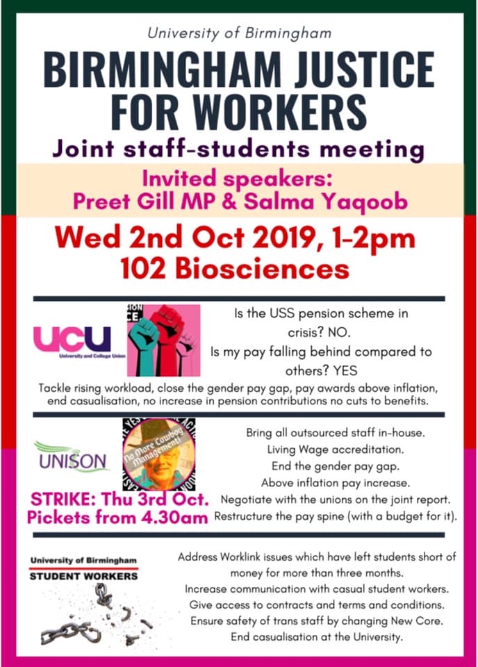 Event: Birmingham Justice for Workers joint staff-students meeting ...