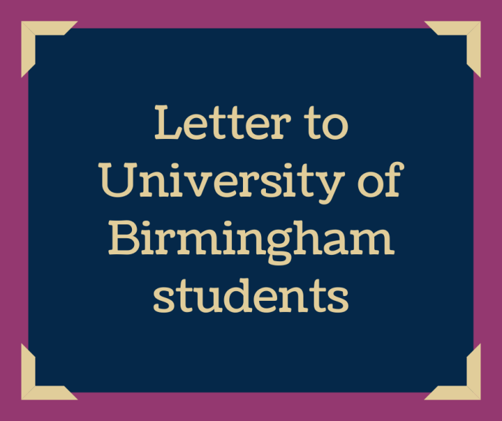 Letter to UoB students written by UCU members – Birmingham UCU